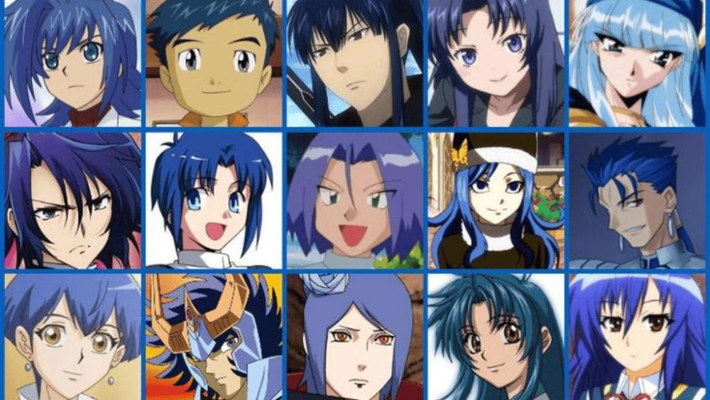 anime characters with blue hair