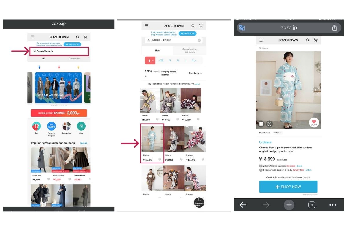 Use the search box to find your favorite Yukata