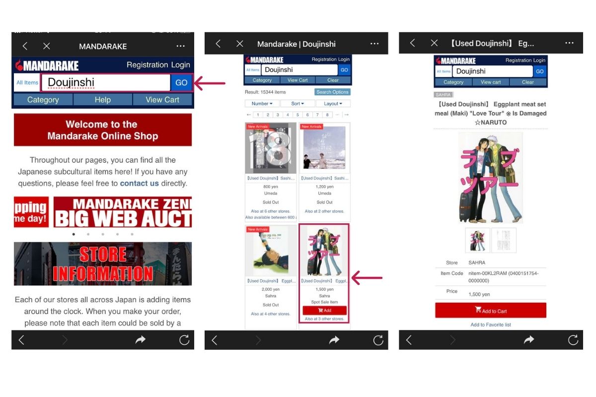 Search your items by search box or category