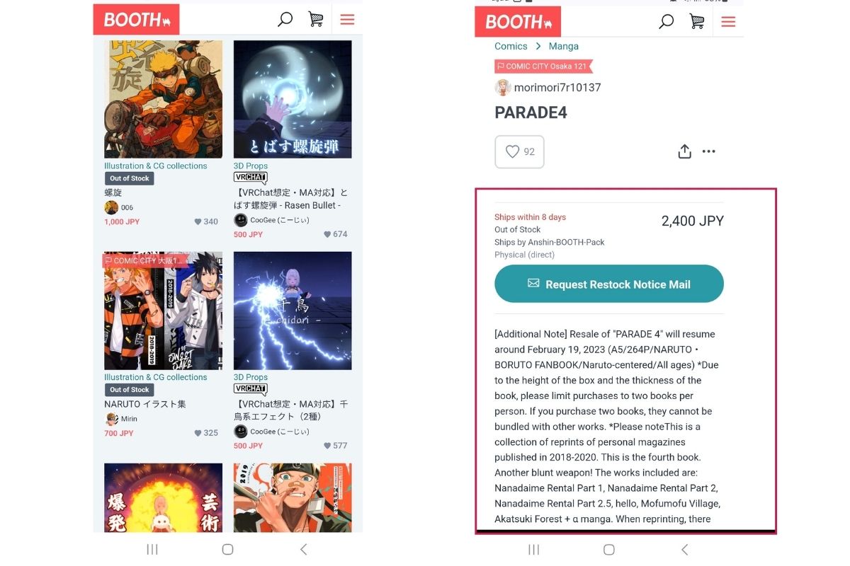 Search your manga in the search box