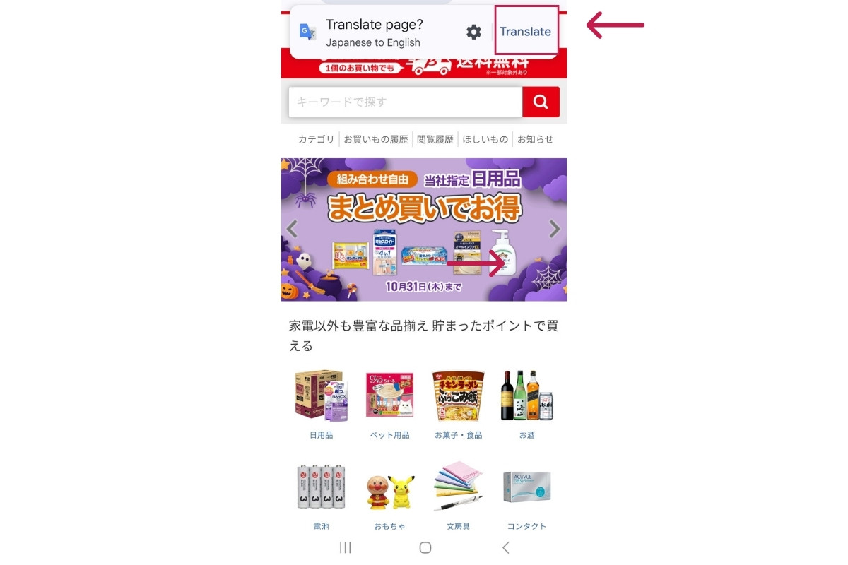 You can translate the Bic Camera website by using the Google Chrome